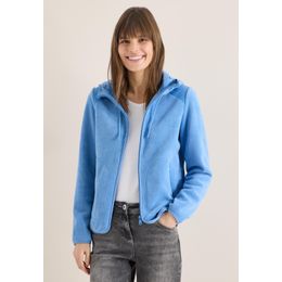 Kurzjacke Cecil, Damen, Gr. XL (44), fountain blau, Stoff, Obermaterial 1: 94% Polyester, 6% Elasthan; Obermaterial 2: 100% Polyester, unifarben, comfort fit normal, ohne Ausschnitt, B&uuml;ndchen, Jacken Kurzjacke, mit Kapuze mit Tunnelzugband