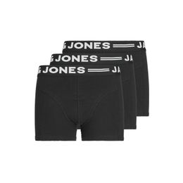 Jack & Jones Boxershorts JACK & JONES "Boxershort SENSE TRUNKS 3 PACK JNR NOOS 3er Pack", Jungen, Gr. 128, schwarz, Obermaterial: 95% Baumwolle CO. 5% Elasthan EL., Unterhosen