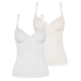 BH-Hemd Viania "2er Pack BH Hemd Basic", Damen, Gr. 75, Cup D, bunt (cream wei&szlig;), Stoff, Obermaterial: 90% Polyamid PA. 10% Elasthan EL., BHs BH-Hemd