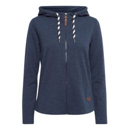 Kapuzensweatjacke oxmo "Kapuzensweatjacke OXWanda", Damen, Gr. XS, blau (ins bl mel), Obermaterial: 60% Baumwolle CO. 40% Polyester PES., Sweatjacken
