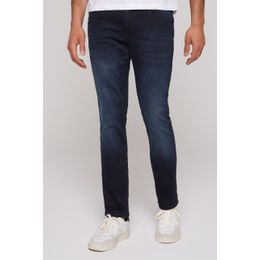 Regular-fit-Jeans CAMP DAVID, Herren, Gr. 29, L&auml;nge 32, blau, Denim/Jeans, Material: 79% Baumwolle, 19% Polyester, 2% Elasthan, Zusatz: Enth&auml;lt nichttextile Teile tierischen Ursprungs (Badge), Abriebeffekte, regular fit, Jeans, mit normaler Leibh&ouml;he