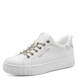 Plateausneaker Marco Tozzi, Herren, Gr. 40, wei&szlig;, Lederimitat, Schuhe Plateausneaker, Freizeitschuh, Halbschuh, Schn&uuml;rschuh mit gepolstertem Schaftrand