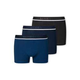Boxershorts Schiesser "Boxershort 3er Pack", Herren, Gr. L, schwarz (schwarz, blau), Obermaterial: 95% Baumwolle CO. 5% Elasthan EL., Unterhosen