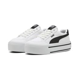 Sneaker Puma "Court Classic Vulc Platform Sneakers Damen", Herren, Gr. 40.5, wei&szlig; schwarz, Obermaterial: Textil, Synthetik. Futter: Textil. Innensohle: Textil. Laufsohle: Gummi, Schuhe Sneaker