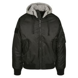 Anorak Brandit "Brandit Herren Hooded MA1 Bomber Jacket", Herren, Gr. XXL, schwarz, 100% Polyester, unifarben, normal, ohne Ausschnitt, Jacken