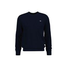 Sweater Gant "Strickpullover MICRO TEXTURED COTTON C-NECK 1er Pack", Herren, Gr. L, blau, Obermaterial: 100% Baumwolle CO., Sweatshirts Sweater