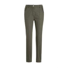 Stoffhose GOLDNER "Gr&uuml;ne, konische Hose SARA, sportiv", Damen, Gr. 42, N-Gr, gr&uuml;n (khaki), Obermaterial: 61% Lyocell CLY. 36% Baumwolle CO. 3% Elasthan EL., Hosen Stoffhose