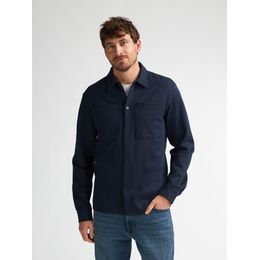 Langarmhemd PETROL INDUSTRIES "Men Sweater Collar", Herren, Gr. XXL (44), N-Gr, navy blau, Sweatware, Obermaterial: 76% Baumwolle, 24% Polyester, bequem h&uuml;ftbedeckend, Manschette, Hemden, w&auml;rmendes Material mit Druckkn&ouml;pfen