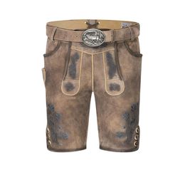 N&uuml;bler Trachtenlederhose N&Uuml;BLER "Lederhose kurz Klemens Jein", Herren, Gr. 52, EURO, grau, Obermaterial: 100% Lammleder LEL., Hosen
