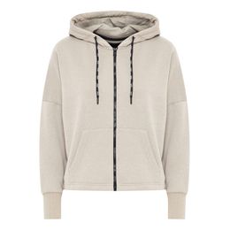 Sweatjacke oxmo "Sweatjacke OXSanice", Damen, Gr. L, beige (oyster), Obermaterial: 55% Polyester PES. 45% Baumwolle CO., Sweatjacken Sweatjacke