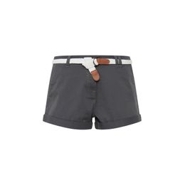 Chinoshorts oxmo "Chinoshorts OXChanett", Damen, Gr. 40, N-Gr, grau (dunkelgrau), Obermaterial: 98% Baumwolle CO. 2% Elasthan EL., Hosen Chinoshorts