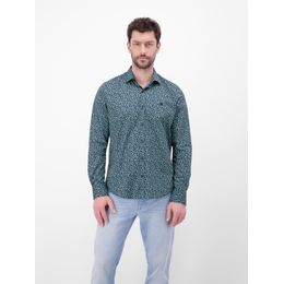Langarmhemd Lerros, Herren, Gr. XL, N-Gr, classic navy, Web, Obermaterial: 97% Baumwolle, 3% Elasthan, gemustert, normal h&uuml;ftbedeckend, Rundhals, 2-Knopf-Manschette, Hemden, mit Allover-Minimal-Print