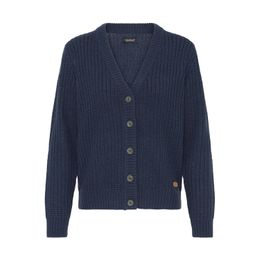 Strickjacke oxmo "Strickjacke OXEdna", Damen, Gr. XS, blau (total eclipse), Obermaterial: 100% Polyacryl PAN., Strickjacken Strickjacke