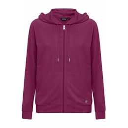 Sweatjacke oxmo "Sweatjacke OXMitanna", Damen, Gr. L, lila (phlox), Obermaterial: 95% Polyester PES. 5% Elasthan EL., normal, Sweatjacken Sweatjacke