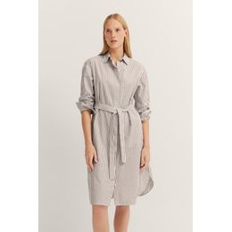 Hemdblusenkleid Bugatti, Damen, Gr. 44, Normalgr&ouml;&szlig;en, braun (70, cognac), 100% Baumwolle, gestreift, normal, Kleider, mit Bindeg&uuml;rtel