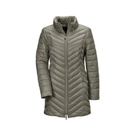 Kurzjacke GOLDNER "Kurzgr&ouml;&szlig;e Figurschmeichelnde, leichte Longsteppjacke", Damen, Gr. 21, gr&uuml;n (moorgr&uuml;n), Obermaterial: 100% Polyamid PA., Jacken Kurzjacke
