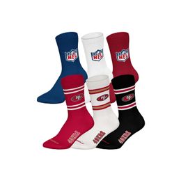 Kurzsocken NFL "Socken NFL 6Pack Crew Socks 6er Pack", Herren, Gr. 39-42, bunt (san francisco 49ers 2, mix), Obermaterial: 58% Baumwolle CO. 39% Polyester PES. 3% Elasthan EL., Socken