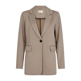 Jackenblazer Freequent "FQNANNI", Damen, Gr. L, beige (desert taupe melange), Web, Obermaterial: 73% Polyester, 24% Viskose, 3% Elasthan, unifarben, bequem h&uuml;ftbedeckend, V-Ausschnitt, Blazer, mit Knopfverschluss und Reverskragen