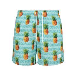 Badeshorts Urban Classics "Urban Classics Herren Pattern Swim Shorts", Herren, Gr. XXL, US-Gr&ouml;&szlig;en, pineapple aop, 100% Polyester, Badehosen Badeshorts