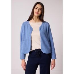 Cardigan Street One, Damen, Gr. 42, bonnet blau, Stoff, 100% Polyester, unifarben, normal normal, V-Ausschnitt, abgesteppt, Strickjacken, mit V-Ausschnitt