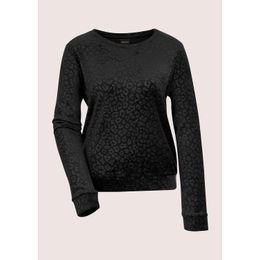 Madeleine Mode Langarmshirt MADELEINE "Sweatshirt Langarm Animal-Print Pullover", Damen, Gr. 46, schwarz, Obermaterial: 90% Polyester PES. 10% Elasthan EL., Modern, Shirts Langarmshirt
