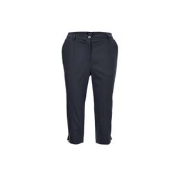 Caprihose GOLDNER "Kurzgr&ouml;&szlig;e Sportive Capri-Hose aus Satin", Damen, Gr. 22, K-Gr, blau (dunkelmarine), Obermaterial: 64% Baumwolle CO. 33% Polyester PES. 3% Elasthan EL., Hosen Caprihose