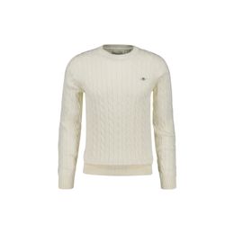 Sweater Gant "Strickpullover COTTON CABLE C-NECK", Herren, Gr. 4XL, wei&szlig; (cream), Obermaterial: 100% Baumwolle CO., Sweatshirts Sweater