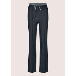 Madeleine Mode Jerseyhose MADELEINE "Hose Elegante Jersey-Hose mit Fischgrat-Muster", Damen, Gr. 19, N + K Gr, blau (nebelblau, melange), Obermaterial: 60% Viskose CV. 35% Polyester PES. 5% Elasthan EL., Modern, Hosen Jerseyhose