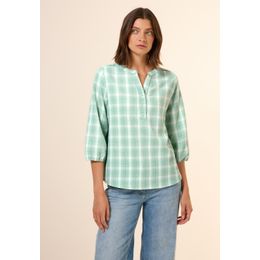 Karobluse Cecil, Damen, Gr. L (42), gr&uuml;n (matcha gr&uuml;n), Web, 54% Viskose, 45% Polyester, 1% Elasthan, kariert, normal normal, Rundhals, B&uuml;ndchen, Blusen Karobluse, mit 3/4 &Auml;rmeln