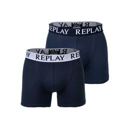 Boxershorts Replay "Boxershort 2er Pack", Herren, Gr. M, blau (dunkelblau, wei&szlig;), Obermaterial: 95% Baumwolle CO. 5% Elasthan EL., Unterhosen