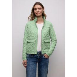 Kurzjacke Street One, Damen, Gr. 42, pale mint gr&uuml;n, Stoff, 83% Polyester, 16% Viskose, 1% Elasthan, comfort fit normal, V-Ausschnitt, B&uuml;ndchen, Jacken Kurzjacke, mit Stehkragen