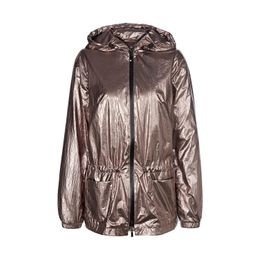 Madeleine Mode Outdoorjacke MADELEINE "Jacke Kapuzenjacke im Metallic-Look", Damen, Gr. 36, beige (platin), Obermaterial: 100% Polyamid PA., Modern, Jacken Outdoorjacke