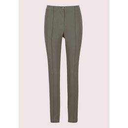 Madeleine Mode Stoffhose MADELEINE "Schlupfhose Slim Fit Stretchhose mit Biesen", Damen, Gr. 40, N + K Gr, gr&uuml;n (khaki), Obermaterial: 78% Polyester PES. 18% Viskose CV. 4% Elasthan EL., Hosen Stoffhose
