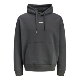 Jack & Jones Kapuzensweatshirt JACK & JONES "JCOCLUB BACKPRINT SWEAT HOOD", Herren, Gr. L, asphalt, angeraute Sweatware, Obermaterial: 60% Baumwolle, 40% Polyester, bedruckt, relaxed fit normal, Rundhals, Rippb&uuml;ndchen, Sweatshirts, mit Print