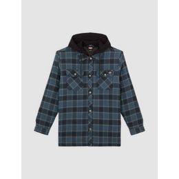 Funktionshemd Dickies "Dickies Workwear Hemden FLEECE HOODED FLANNEL SHIRT JACK RELAXED", Herren, Gr. L, Normalgr&ouml;&szlig;en, blau, Flanell, Oberstoff: 100% Baumwolle, Hemden