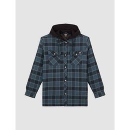 Funktionshemd Dickies "Dickies Workwear Hemden FLEECE HOODED FLANNEL SHIRT JACK RELAXED", Herren, Gr. M, Normalgr&ouml;&szlig;en, blau, Flanell, Oberstoff: 100% Baumwolle, Hemden