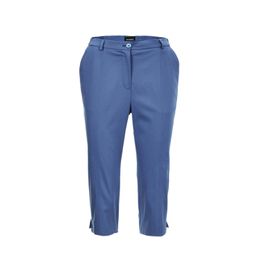 Caprihose GOLDNER "Kurzgr&ouml;&szlig;e Sportive Capri-Hose aus Satin", Damen, Gr. 19, K-Gr, blau (schieferblau), Obermaterial: 64% Baumwolle CO. 33% Polyester PES. 3% Elasthan EL., Hosen Caprihose