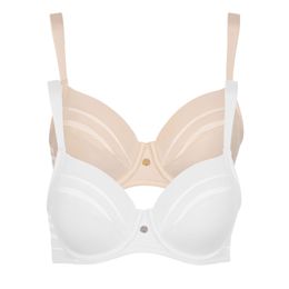 B&uuml;gel-BH LISCA "2er Pack B&uuml;gel BH Alegra", Damen, Gr. 100, Cup B, bunt (beige wei&szlig;), Obermaterial: 83% Polyamid PA. 17% Elasthan EL., BHs B&uuml;gel-BH