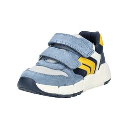 Sneaker Geox "Geox Sneaker Leder", Damen, Gr. 21, blau, gelb, Leder, Schuhe Sneaker