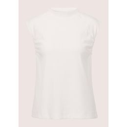 Madeleine Mode Kurzarmshirt MADELEINE "Shirt &Auml;rmelfreies Ripp-Shirt", Damen, Gr. 46, wei&szlig; (wollwei&szlig;), Obermaterial: 95% Baumwolle CO. 5% Elasthan EL., Modern, normal, Shirts