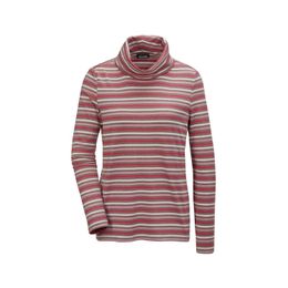 Longpullover GOLDNER "Kurzgr&ouml;&szlig;e Kratzfreies Ringelshirt mit soften Glanzgarnen", Damen, Gr. 25, rosa (rosenholz, geringelt), Obermaterial: 80% Viskose CV. 17% metallisierte Fasern MTF. 3% Elasthan EL., Pullover Longpullover