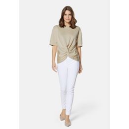 Madeleine Mode Kurzarmshirt MADELEINE "Sweatshirt Halbarm-Sweatshirt mit Knoten-Effekt", Damen, Gr. 36, grau (kiesel), Obermaterial: 62% Lyocell CLY. 38% Polyester PES., Modern, normal, Shirts