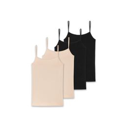 Unterhemd Schiesser "Unterhemd 4er Pack", Damen, Gr. XL, N-Gr, bunt (beige, schwarz), Obermaterial: 95% Baumwolle CO. 5% Elasthan EL., Unterhemden Unterhemd