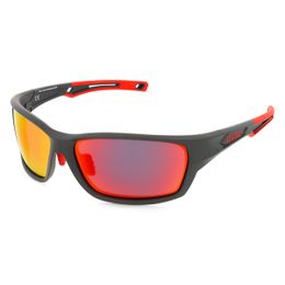 Uvex Sports S533002 sportstyle 232 P | Unisex-Sonnenbrille | Fassung: Vollrand, Quadratisch, TR90, Schwarz Matt | Glasfarbe: Rot Spiegel Rot