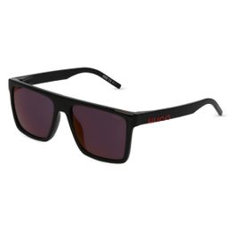 HUGO BOSS Hugo HG 1069/S | Herren-Sonnenbrille | Fassung: Vollrand, Quadratisch, Kunststoff, Schwarz Gl&auml;nzend | Glasfarbe: Rot