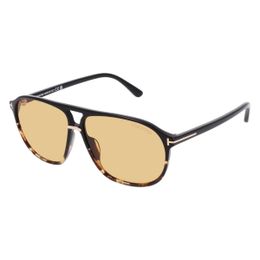 Tom Ford FT1026 BRUCE | Unisex-Sonnenbrille | Fassung: Vollrand, Pilot, Acetat, Schwarz | Glasfarbe: Braun