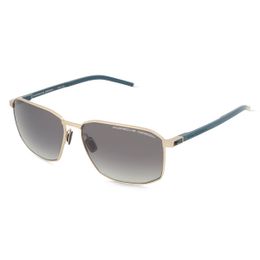 Porsche Design P8989 | Herren-Sonnenbrille | Fassung: Vollrand, Quadratisch, Metall, Gold Blau | Glasfarbe: Grau Verlaufend