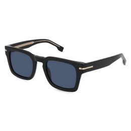 HUGO BOSS BOSS 1625/S | Herren-Sonnenbrille | Fassung: Vollrand, Quadratisch, Acetat, Schwarz | Glasfarbe: Blau