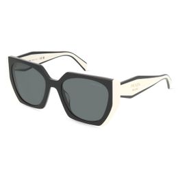 Prada PR15WS | Damen-Sonnenbrille | Fassung: Vollrand, Eckig, Acetat, Schwarz Wei&szlig; | Glasfarbe: Grau