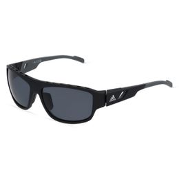 Adidas SP0045 | Unisex-Sonnenbrille | Fassung: Vollrand, Quadratisch, Kunststoff, Schwarz Gl&auml;nzend | Glasfarbe: Grau